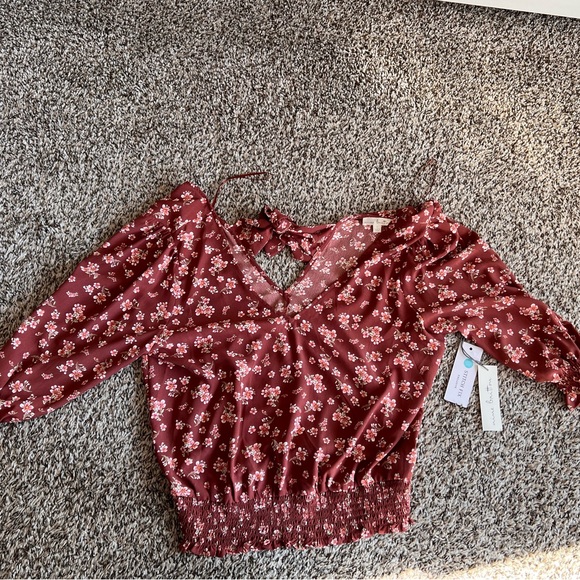 nine britton | Tops | Nwt Nine Britton Lana Back Tie Cropped Blouse ...